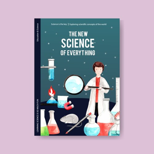 Science cover book design with laboratory Vector Image
