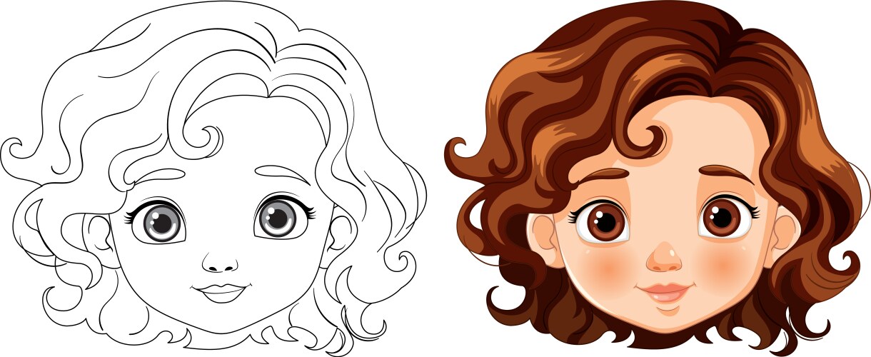 Transition from line art to colored portrait Vector Image