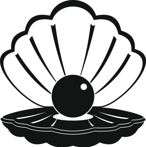 Seashell with pearl outline icon Royalty Free Vector Image