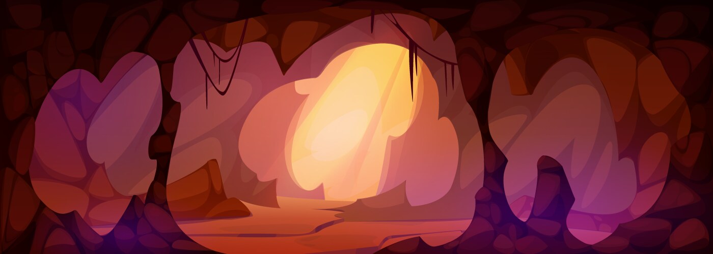 Mine cave with gemstones in walls and railroad Vector Image