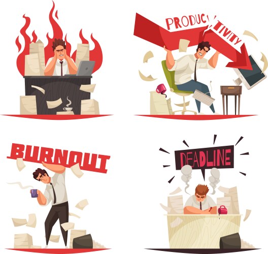 Professional burnout set Royalty Free Vector Image