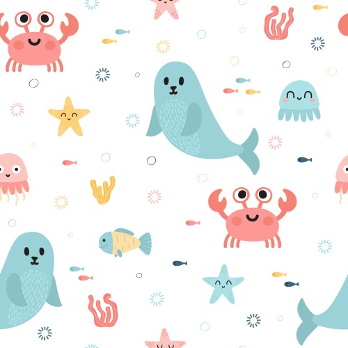 Sea theme pattern Royalty Free Vector Image - VectorStock
