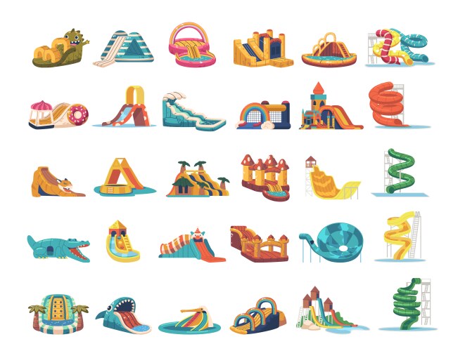 Stickers set of inflatable slides Royalty Free Vector Image