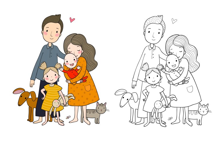 A happy family parents with children cute Vector Image