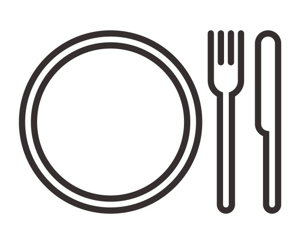 Restaurant sign with plate fork and knife Vector Image