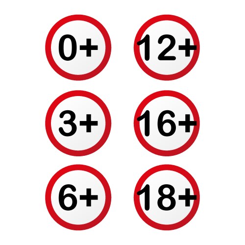 Red circle 18 plus sign forbidden Royalty Free Vector Image