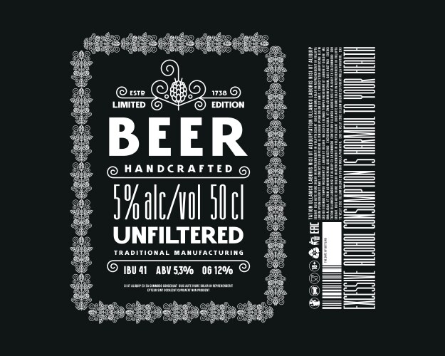 Template decorative label for craft beer Vector Image