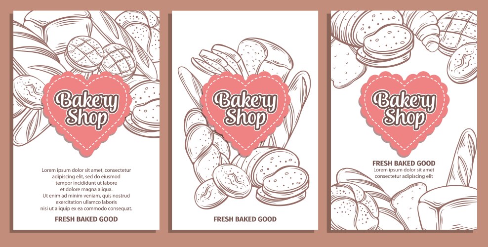 Bread sketch banners for bakery shop Royalty Free Vector