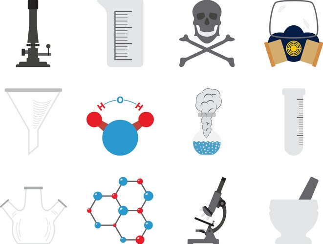 Chemistry icon set in colored line style Vector Image