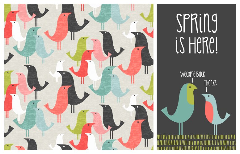 Seamless mid century modern spring pattern Vector Image