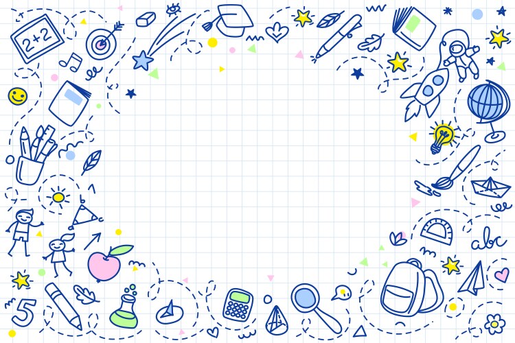 Notebook cover template with school supplies Vector Image