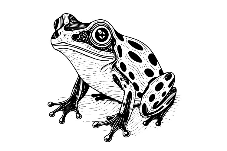 Princess frog in crown hand drawn ink sketch Vector Image
