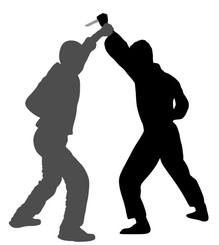Self defense battle man silhouette Royalty Free Vector Image
