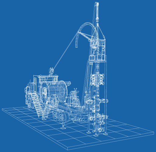 Coiled tubing unit machine the layers visible Vector Image