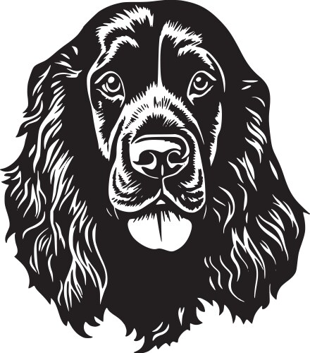 Cocker spaniel - black and white isolated icon Vector Image