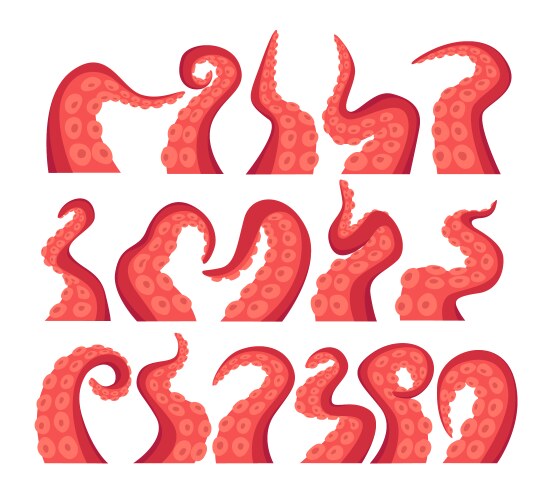 Octopus tentacles icons Royalty Free Vector Image