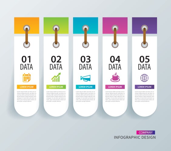 5 data infographics tab paper index template Vector Image