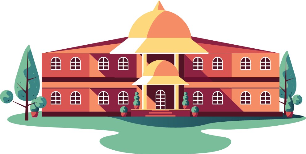 Front side classic institution building structure Vector Image