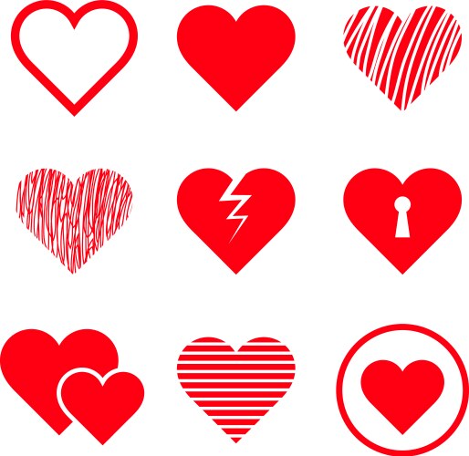 Hearts set Royalty Free Vector Image - VectorStock