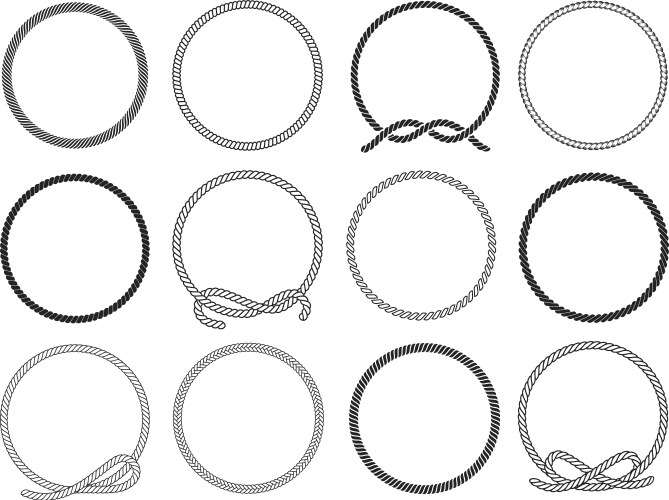 Round rope frame circle ropes rounded border Vector Image