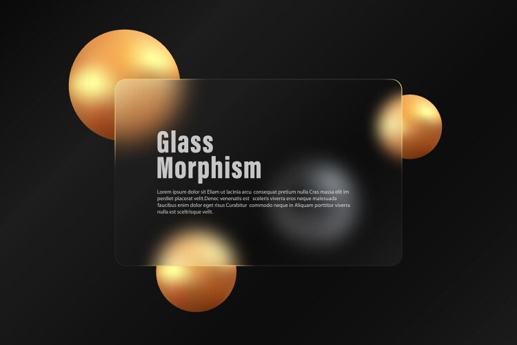 Glass morphism design template 3d black spheres Vector Image