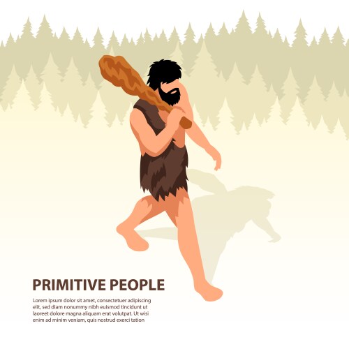 Cave age people family tribe isolated set Vector Image