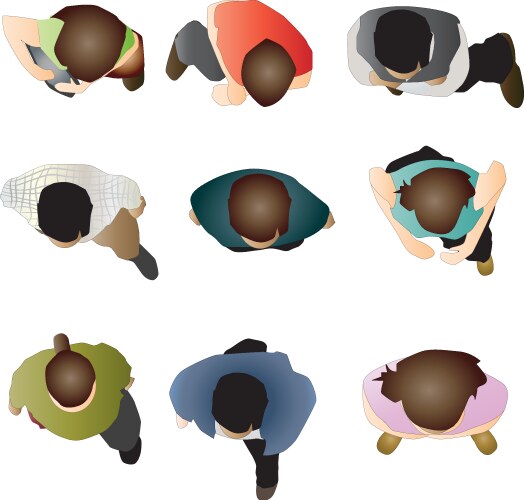 Walking people view from top male and female Vector Image
