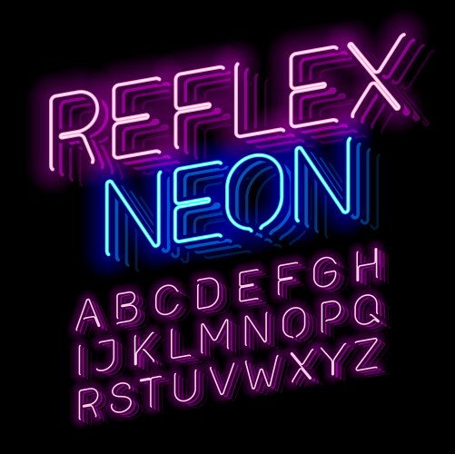 Pink neon script uppercase and lowercase letters Vector Image