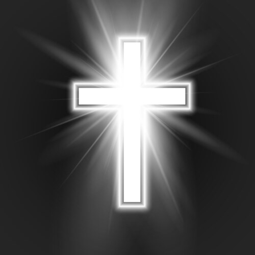 Shining winged golden cross on black background Vector Image