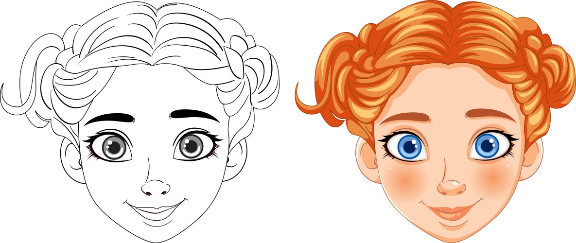 A rabbit before and after coloring Royalty Free Vector Image