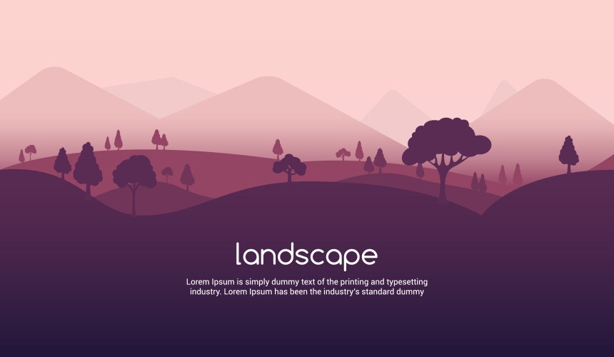 Landscape sunset flat background nature sky Vector Image