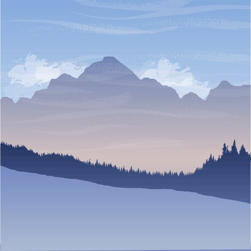 Landscape trees moon and mountains Royalty Free Vector Image