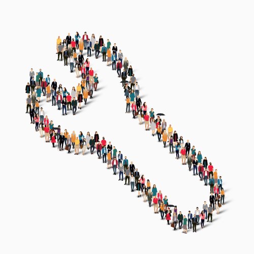 Large group of people in modern star shape Vector Image