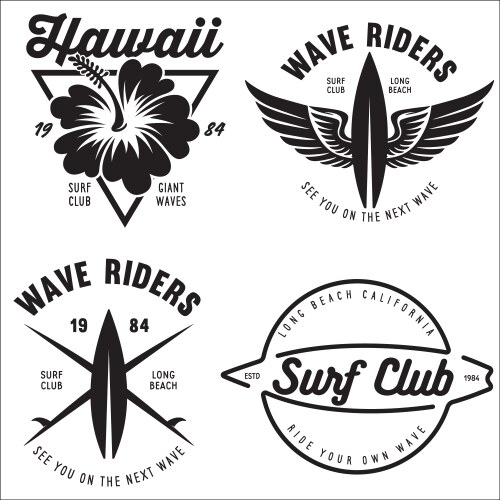 Surfing emblem set 2 Royalty Free Vector Image