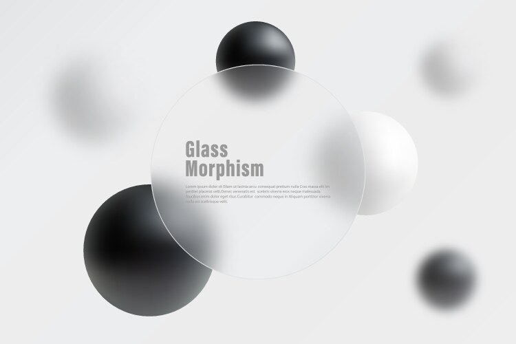 Glass morphism design white spheres Royalty Free Vector