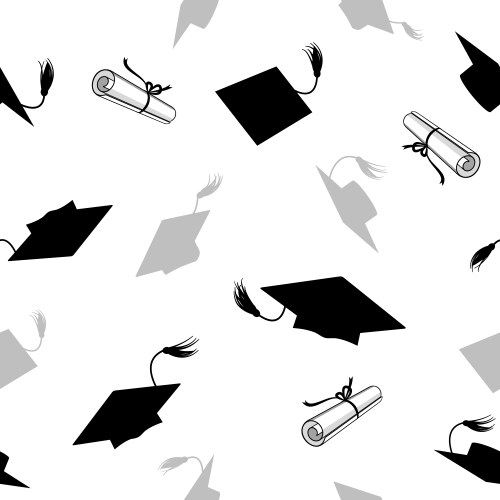 Graduate hat seamless pattern Royalty Free Vector Image