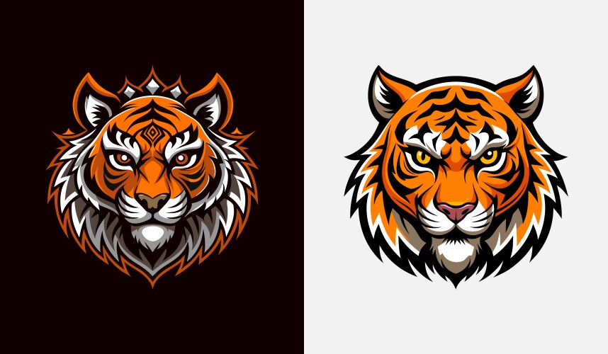 White tiger head design logo with text Royalty Free Vector