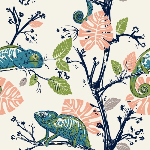 Chameleon Pattern - Tropical Wildlife – Royalty-Free Vector | VectorStock