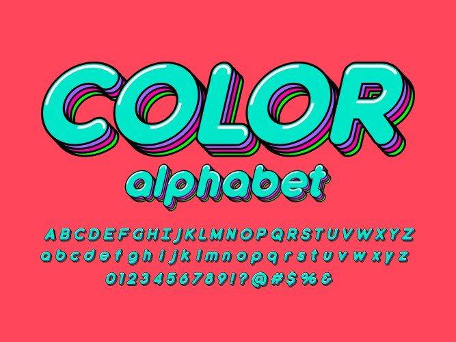 Bold colorful 3d font Royalty Free Vector Image
