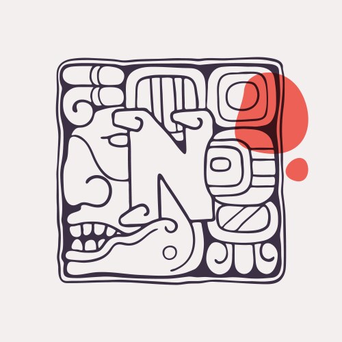 Aztec style letter v initial Royalty Free Vector Image