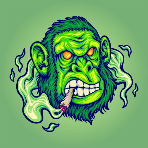Smoking weed angry gorilla cannabis expression Vector Image
