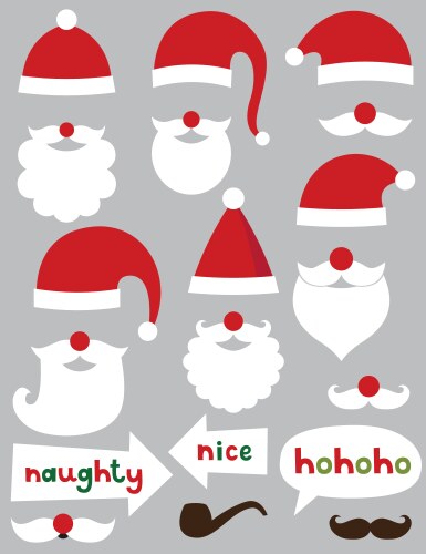 Christmas photo booth santa hats mustache beard Vector Image