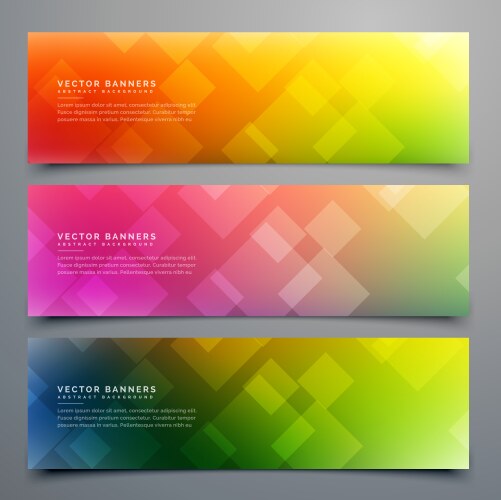 Simple three color banner headers set Royalty Free Vector