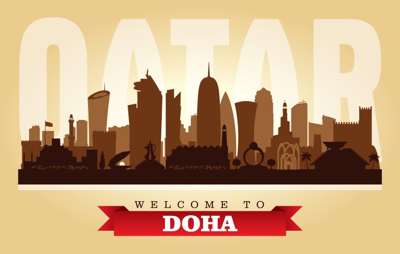 One single line drawing of doha city skyline Vector Image