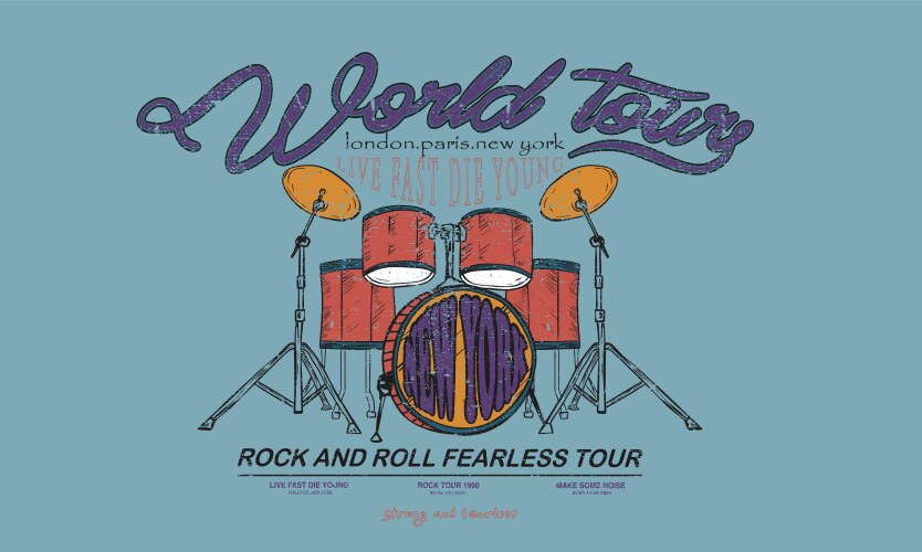 Rock and roll world tour artwork Royalty Free Vector Image