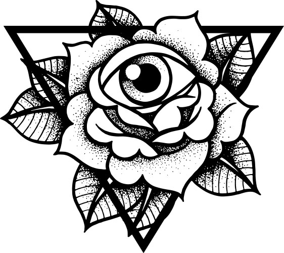 Eye inside a rose flower tattoo Royalty Free Vector Image