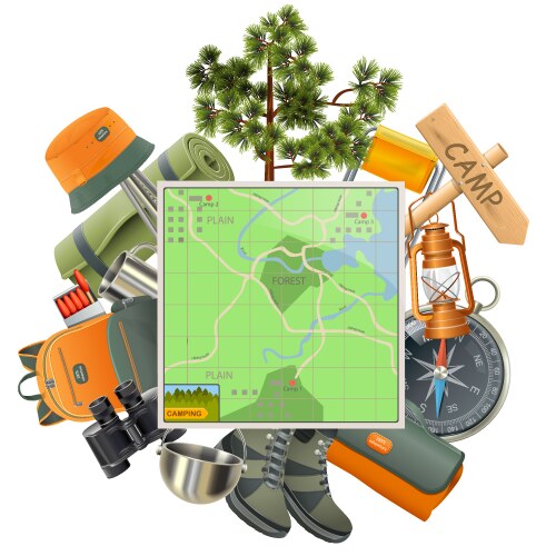 Scout camp at summer isolated concept Royalty Free Vector