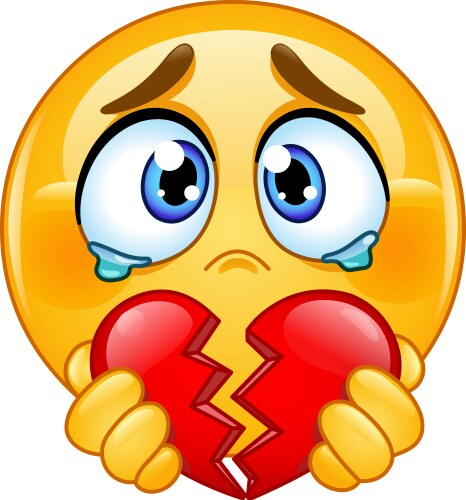 A broken heart face expression changes to dark Vector Image