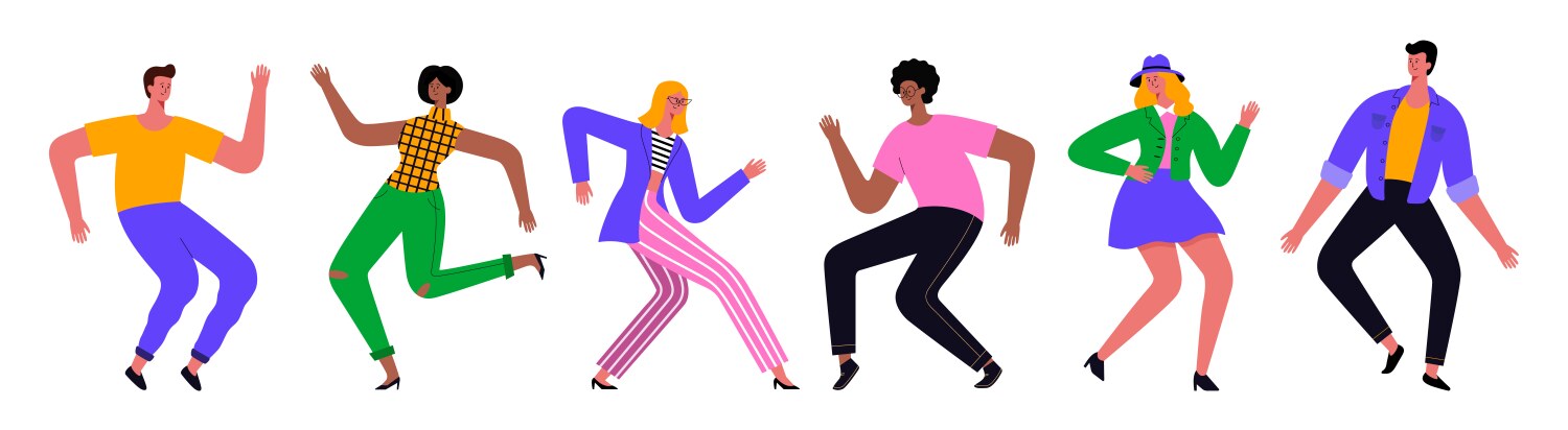 Group dancing youth isolate on a white Royalty Free Vector