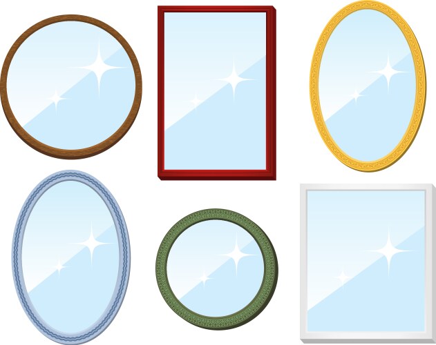 Mirrors set of different shapes isolated mirror Vector Image